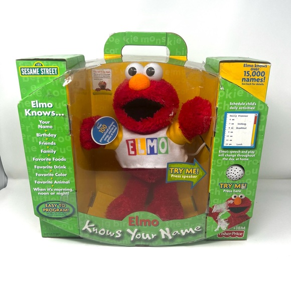 Fisher-Price | Toys | Vtg Elmo Knows Your Name Sesame Street Fisherprice 205 Doll In Box Nrfb ...
